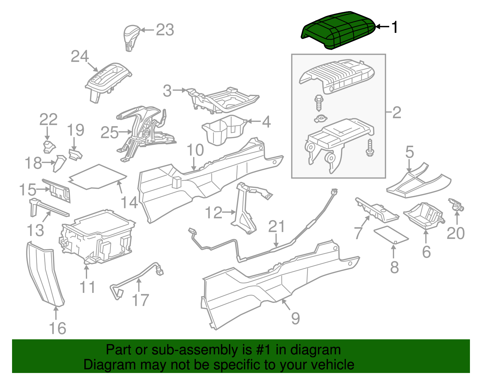 83450-TR2-G01ZB - 2013 Honda Civic - Top Coat Assembly Armrest *NH686L ...