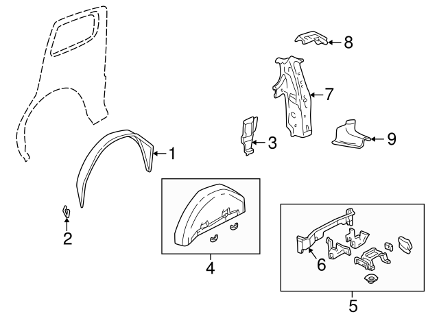 1997-2008 GM Rear Corner Pillar 89025534 | Chevy Parts Pro