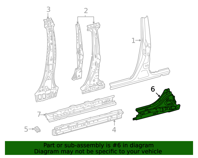 2016-2020 Toyota Mirai Rocker Panel Reinforcement Bracket 61407-62010 ...