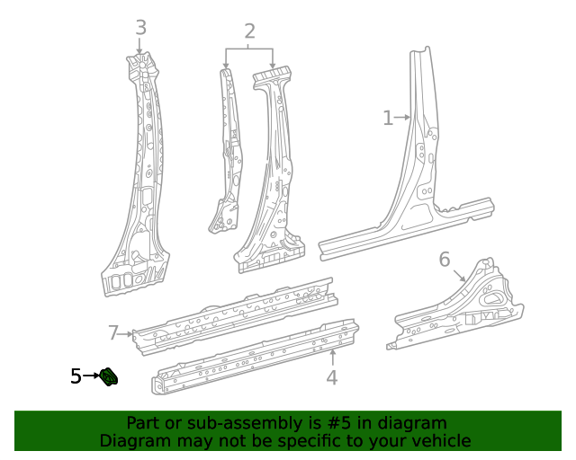 61044-62010 - Rocker Panel Reinforcement Bracket - 2016-2020 Toyota ...