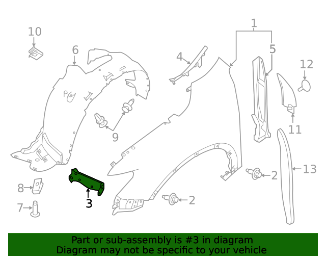 2014-2020 Nissan Rogue Fender Mtg Bkt F41C0-4BAAA | Nissan Parts Plus