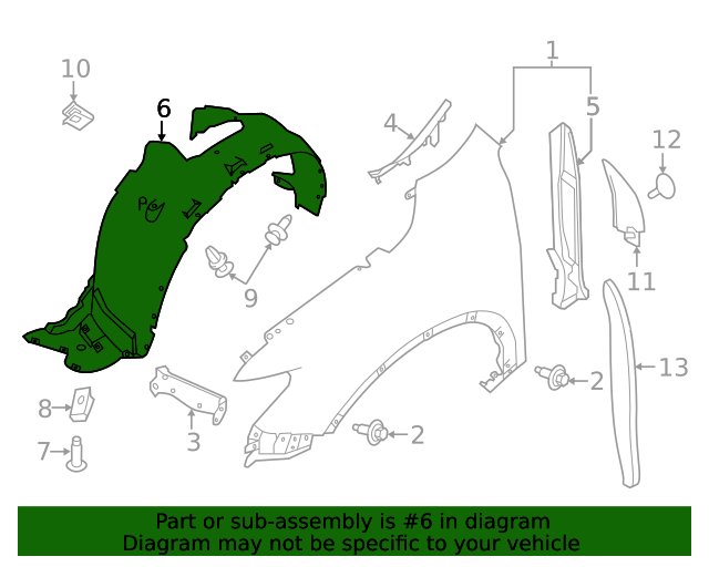2017-2019 Nissan Rogue Fender Liner - Driver's Side (LH) 63841-7FA0A ...