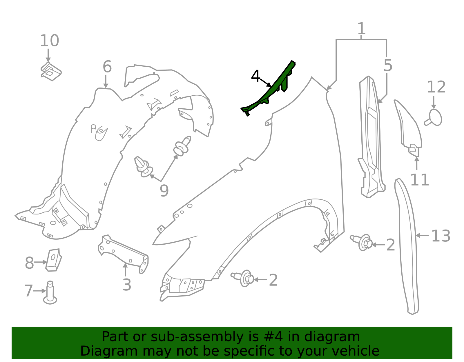 2014-2019 Nissan Rogue Fender Filler Panel 66894-4CL0A ...