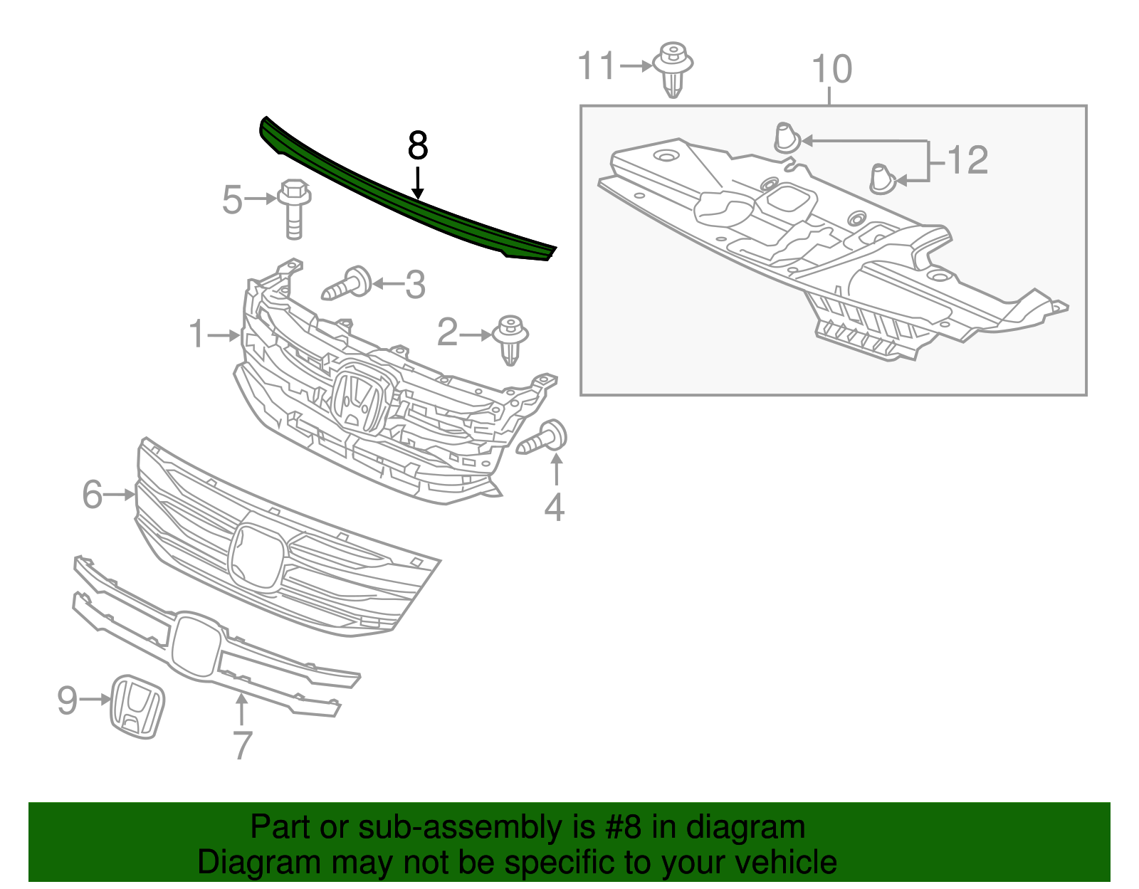 75105-TK8-A01 - Grille Cover 2011-2013 Honda Odyssey | Honda Parts Online