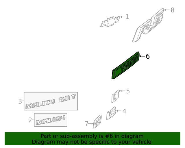 2019-2022 Chevrolet Malibu Nameplate 84313995 GM | GMPartsDirect.com