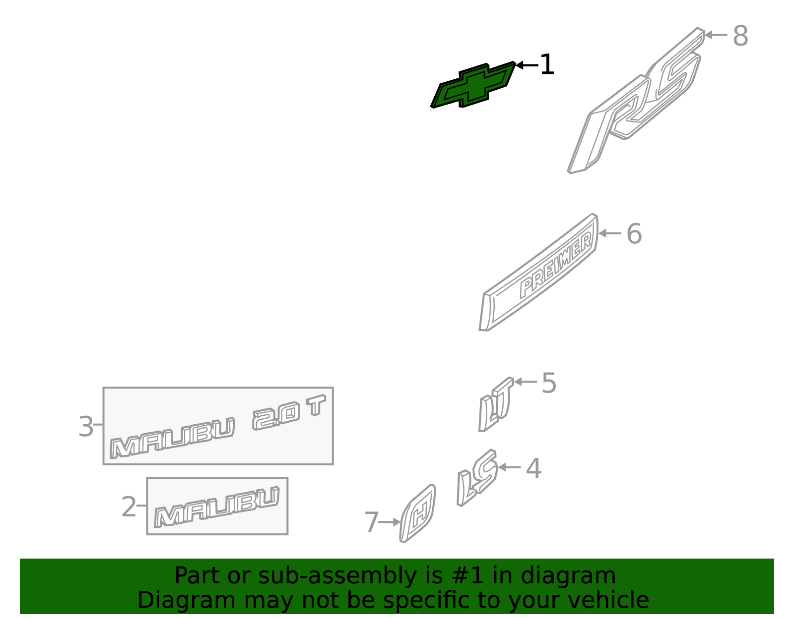 2016-2025 Chevrolet Malibu Emblem 84479457 GM | GMPartsDirect.com