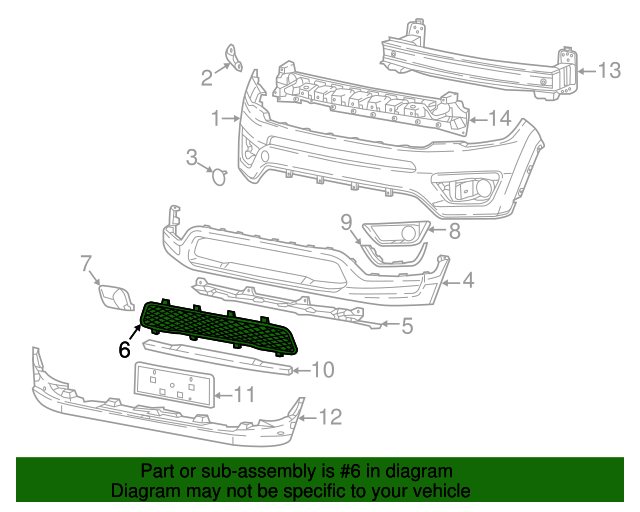 2017-2020 Jeep Compass Lower Grille 5UP88RXFAA | TascaParts.com