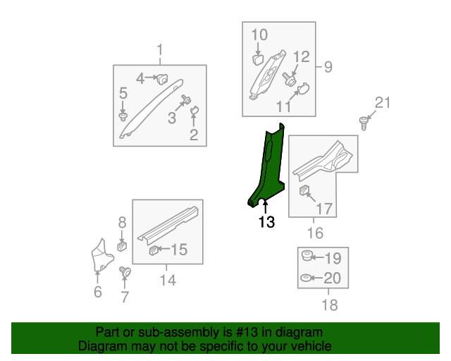 85835-2L000-9K - Door Pillar Post Trim Set 2012 Hyundai Elantra ...