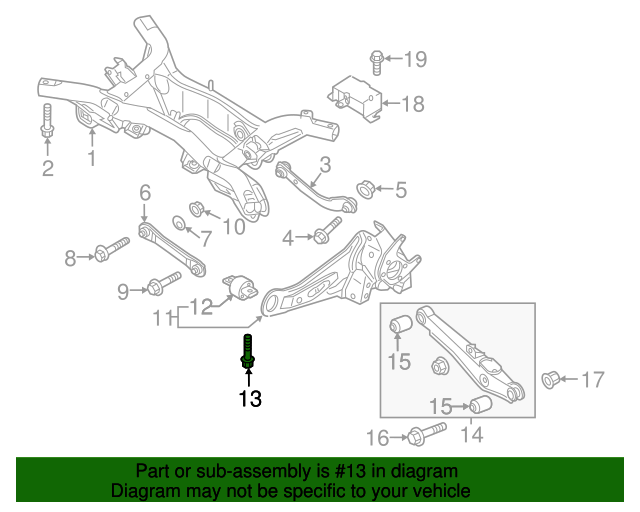 2008-2024 Mitsubishi Trailing Arm Bolt MU000995 | Mitsubishi Parts ...