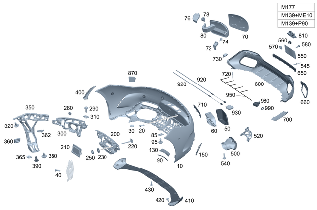 232-880-03-03-64 - Basic Carrier, Bumper Mercedes-Benz USA Parts