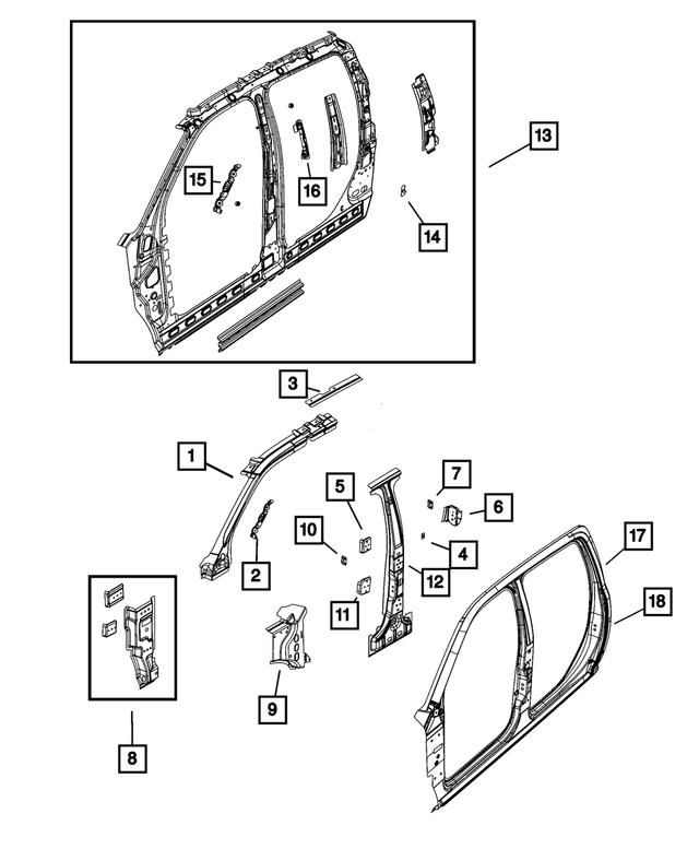 2016-2024 Ram C-Pillar Reinforcement, Right 55372592AA | Mopar Estores