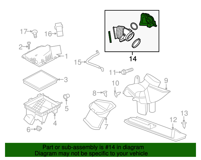 2012-2016 Buick LaCrosse Air Cleaner Outlet Duct 20999632 GM ...