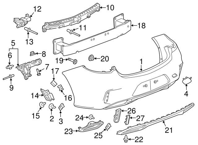 2018-2020 Buick Regal Sportback Rear Bumper Fascia 39211023 ...