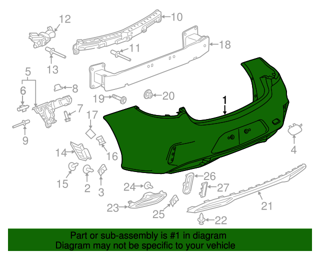 2018-2020 Buick Regal Sportback Rear Bumper Fascia 39211023 ...