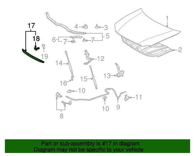 75770-AC010 - Hood Molding (Front) - 2005-2010 Toyota Avalon | OEM ...