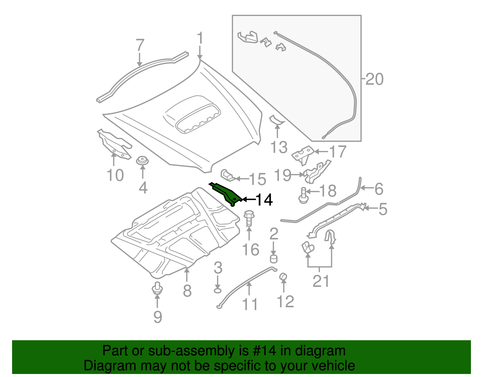 57232AG05A - High-Quality Hood / Trunk Prop Rod Bracket for 2005-2009 ...