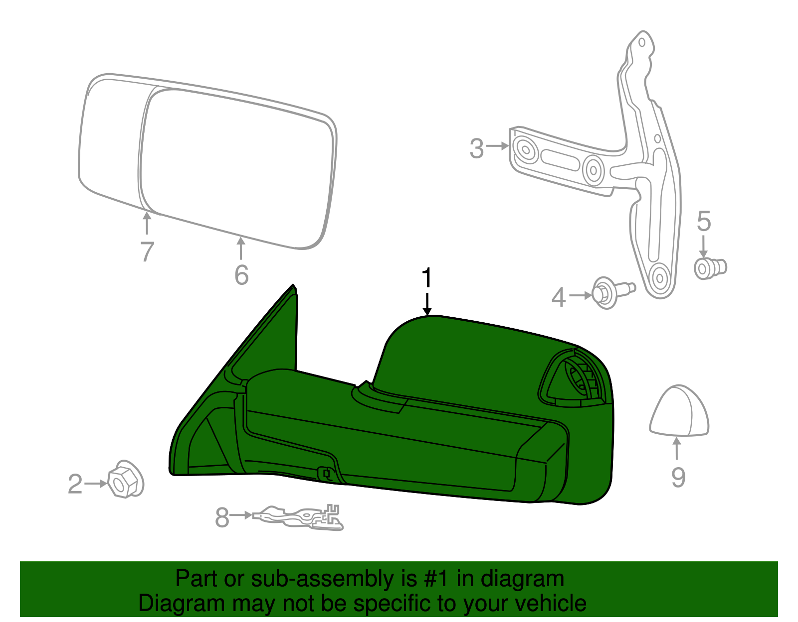 68412769AC - Outside Rear-View Mirror Left - 2013-2020 Mopar | Mopar ...