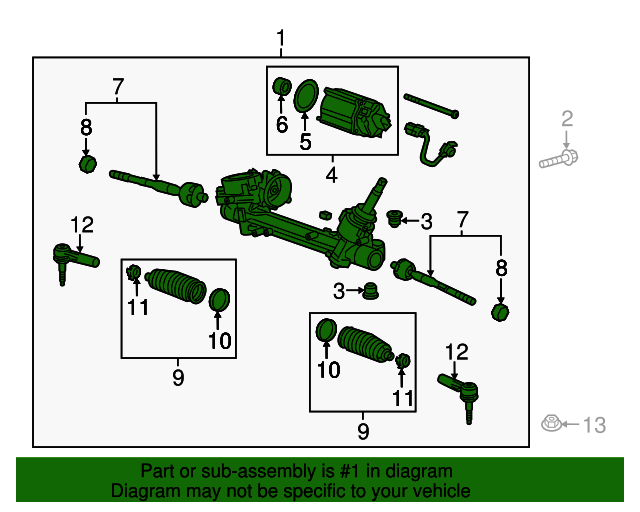 Electric Dual Pinion Rack and Pinion Steering Gear 84929628 ...