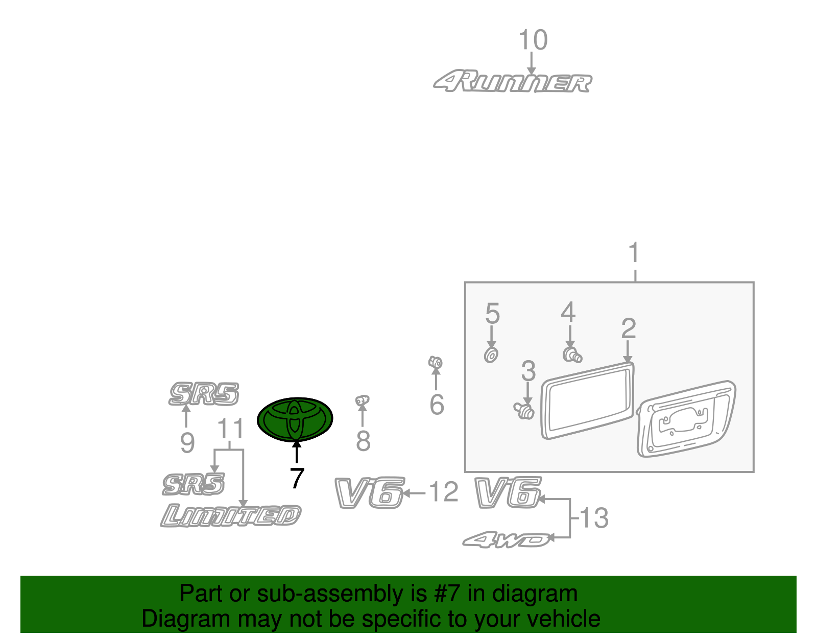 1990-2002 Toyota 4Runner Hatch Emblem 75441-35010 | Toyota San Diego Parts