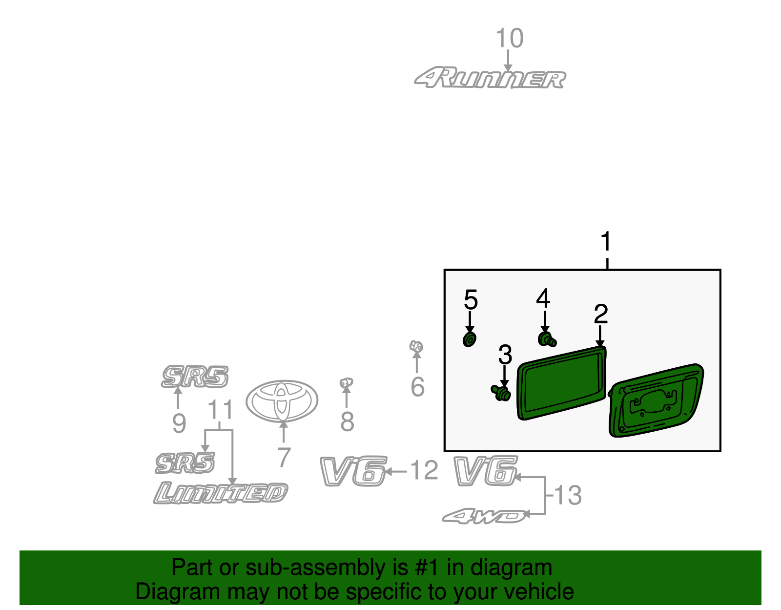 Genuine Toyota Finish Panel part# 76801-35220 for 2002 Toyota 4Runner ...