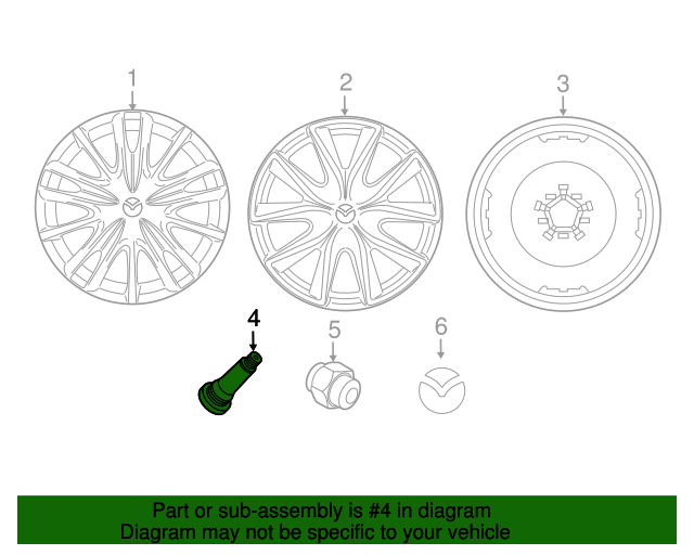 2001-2021 Mazda Valve Air Chrome 9963604140 | TascaParts.com