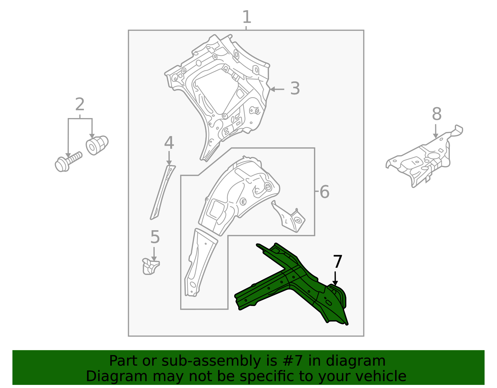 2GJ-809-261-A - Quarter Panel Reinforcement 2022-2024 Volkswagen Taos ...