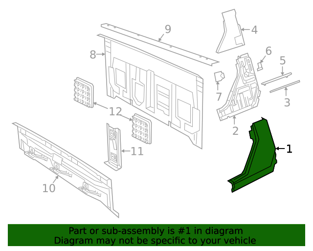 2020-2021 Jeep Gladiator Panel-Body Side Aperture Rear - Passenger Side ...