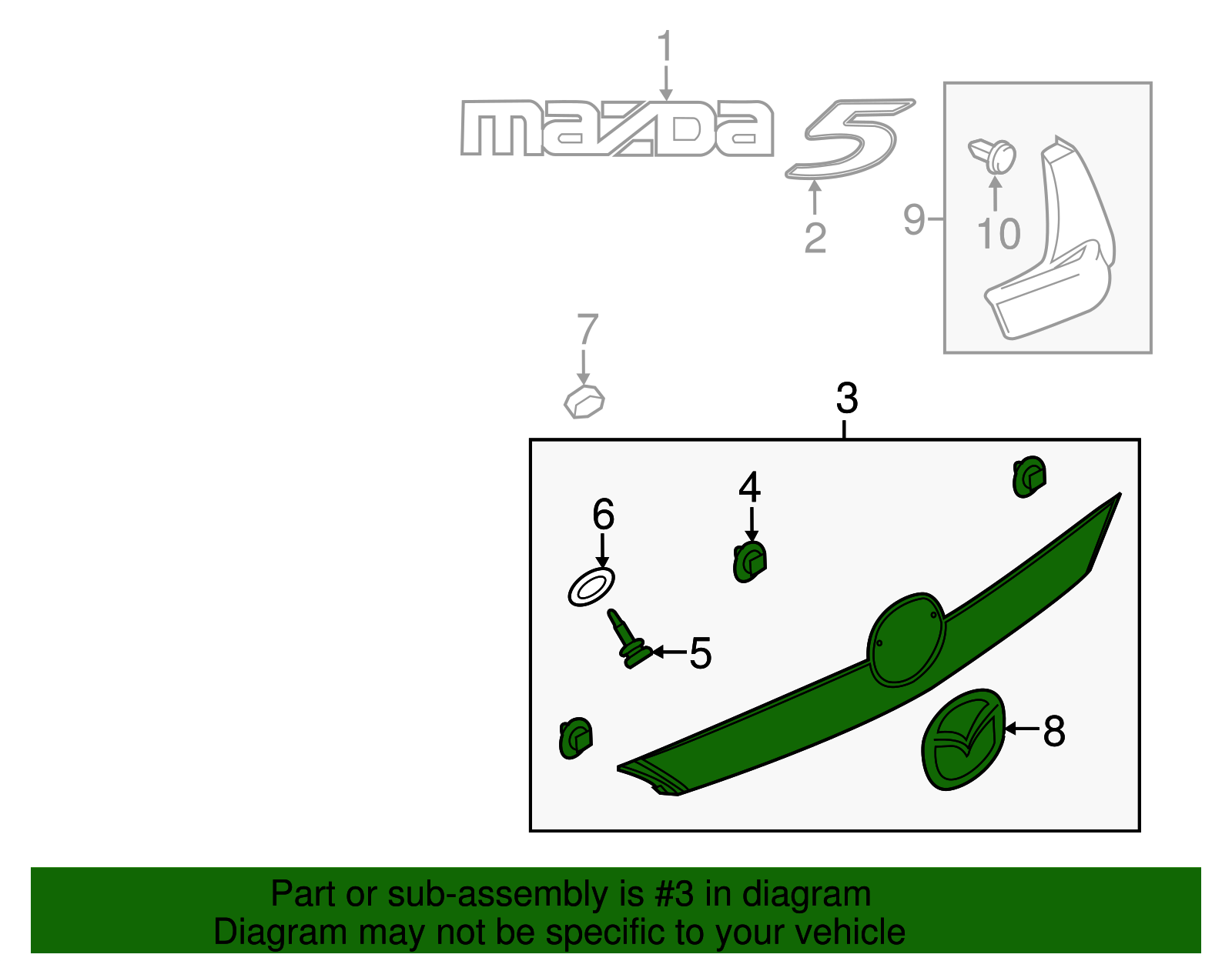 C513-50-810F-12 - Rear Molding - 2012-2014 Mazda 5 | Mazda Parts Factor