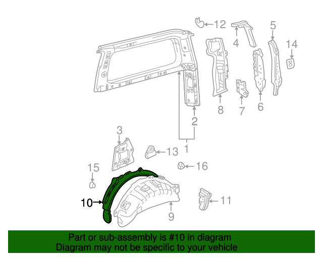61607-60240 - Wheel Housing Side Panel 1998-2007 Toyota Land Cruiser ...