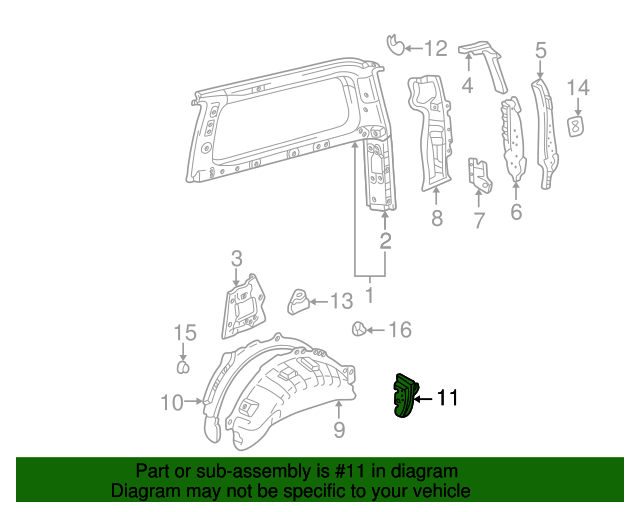 1998-2007 Toyota Land Cruiser Wheelhouse Gusset 61645-60040 | Toyota ...