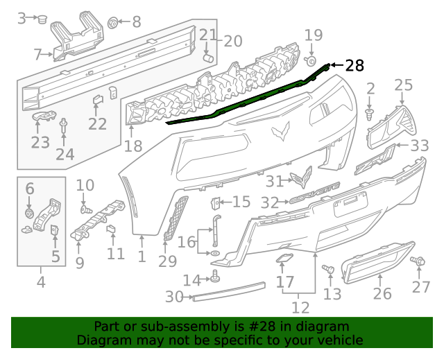 2014-2019 Chevrolet Corvette Rear Bumper Fascia Molding 84011055 GM ...