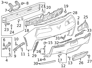 2014-2019 Chevrolet Corvette Rear Upper Bumper Cover 84411653 GM ...