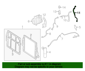 221-830-24-16 - A/C Refrigerant Discharge Hose 2007-2011 Mercedes-Benz ...