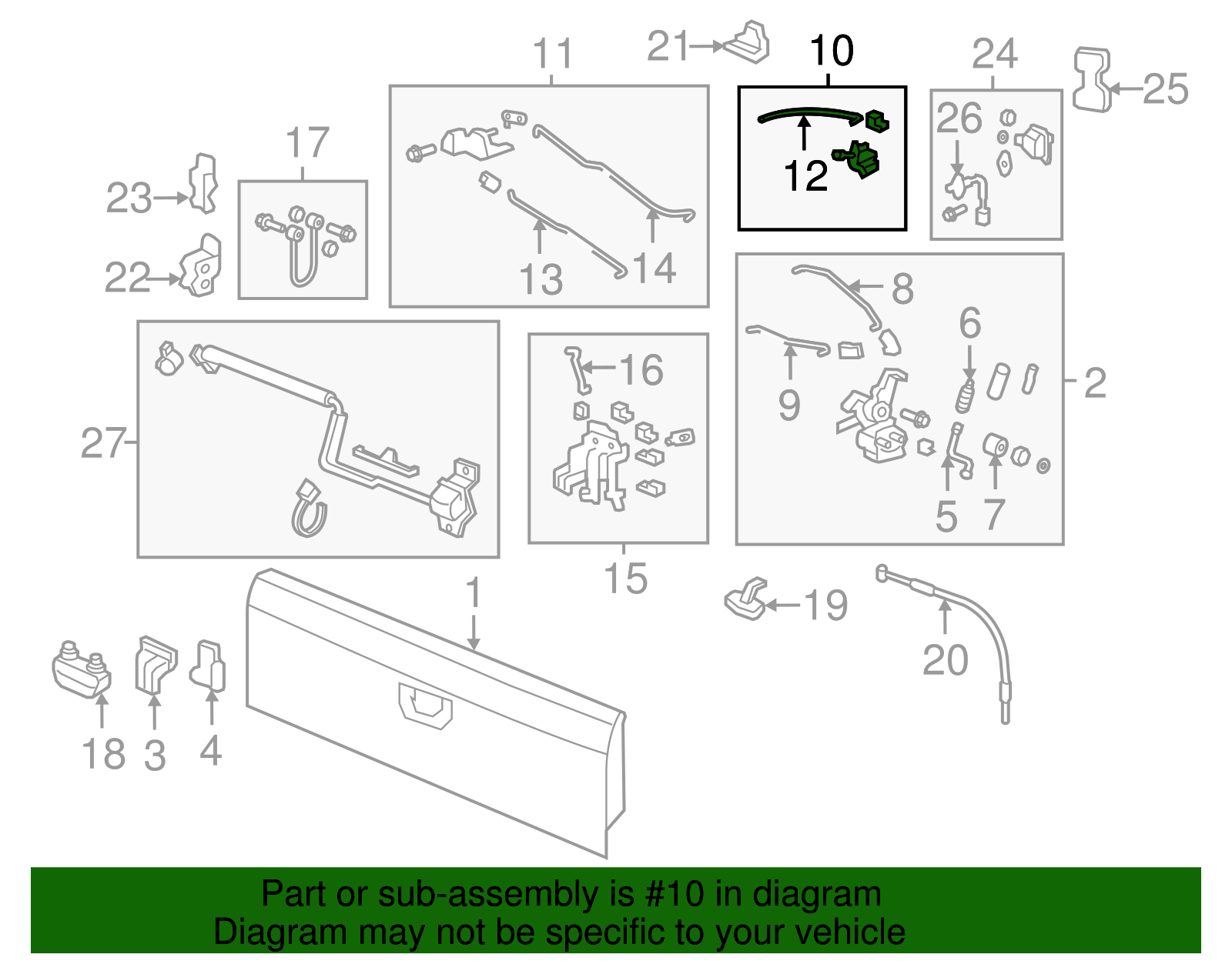 74801-SJC-A01 - Tailgate Latch 2006-2025 Honda Ridgeline | AutoNation Parts