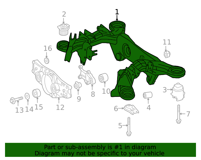 222-350-43-05 - Suspension Subframe Crossmember 2018-2021 Mercedes-Benz ...