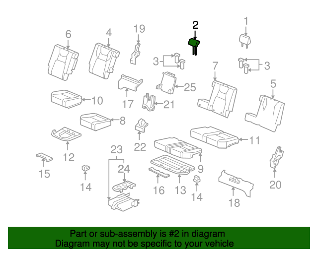 82160-SJP-L51ZC - Headrest, Center 2012-2014 Honda Ridgeline | Honda ...