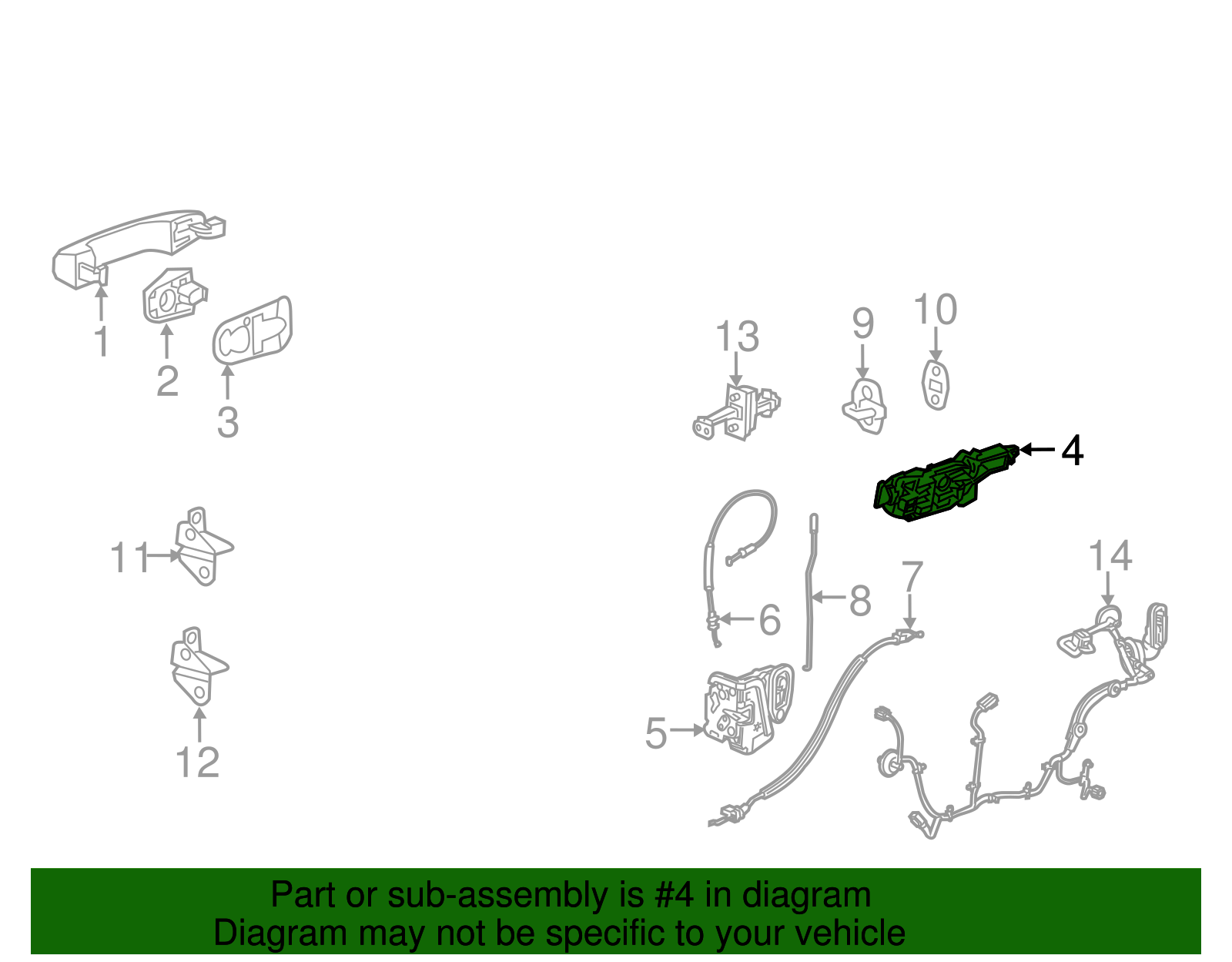 2014-2019 GM Passenger Side Rear Door Outside Handle Bracket 13511029 ...
