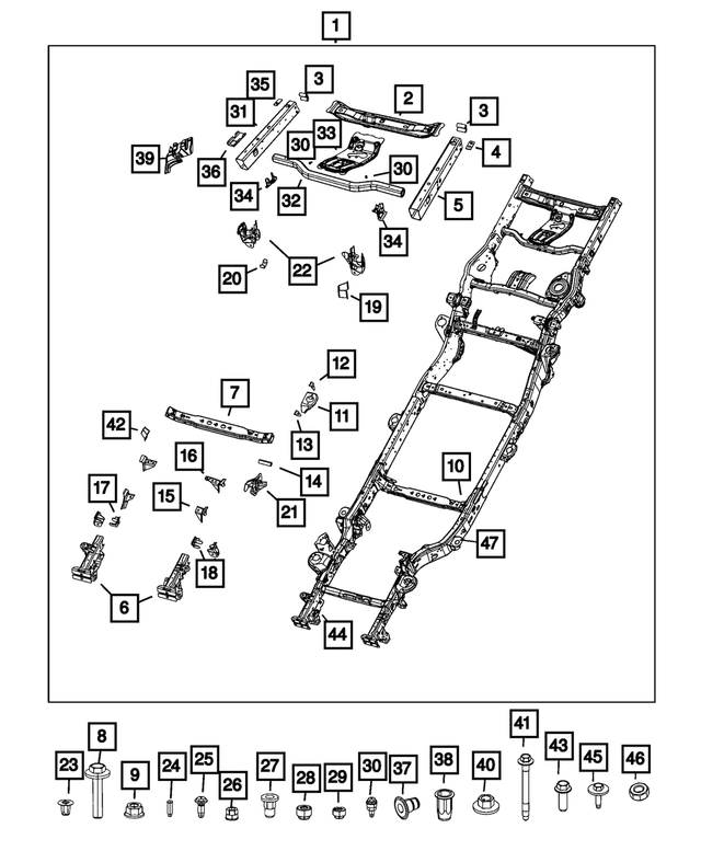 2020-2024 Jeep Gladiator Chassis Frame Assembly 68578657AC | My Mopar Parts