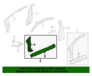 63220-TS8-306ZZ - Pillar/Rkr Reinforced 2013-2015 Honda Civic | Honda ...