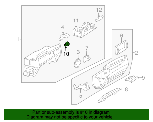 000-988-87-11 - Glove Box Door Bumper 2003-2009 Mercedes-Benz ...