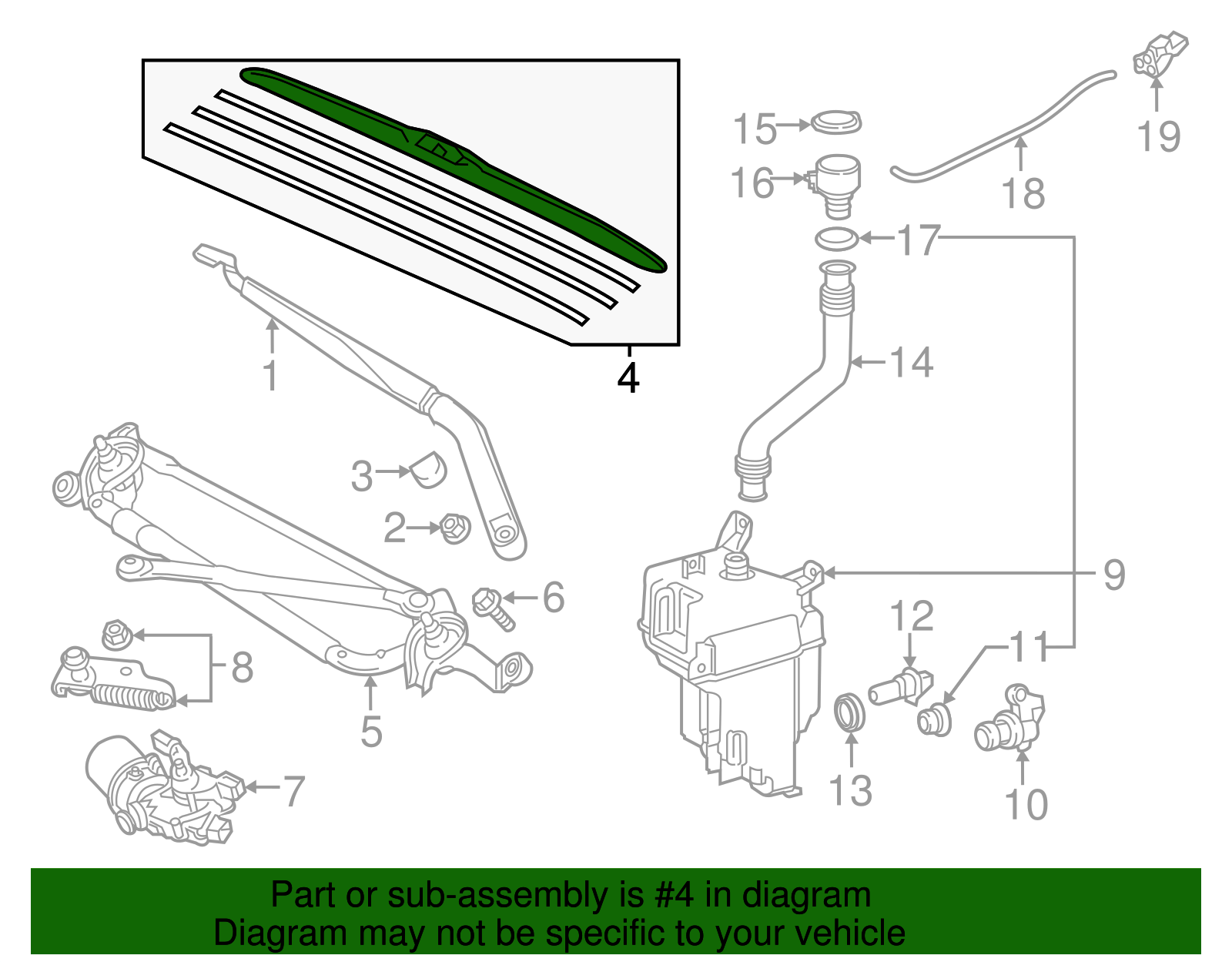 Genuine Toyota Wiper Blade part# 85222-0E050 for 2014-2019 Toyota ...