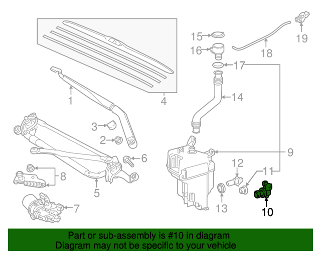 85330-42010 - Washer Pump - 2013-2019 Toyota | OEM Genuine Toyota Parts