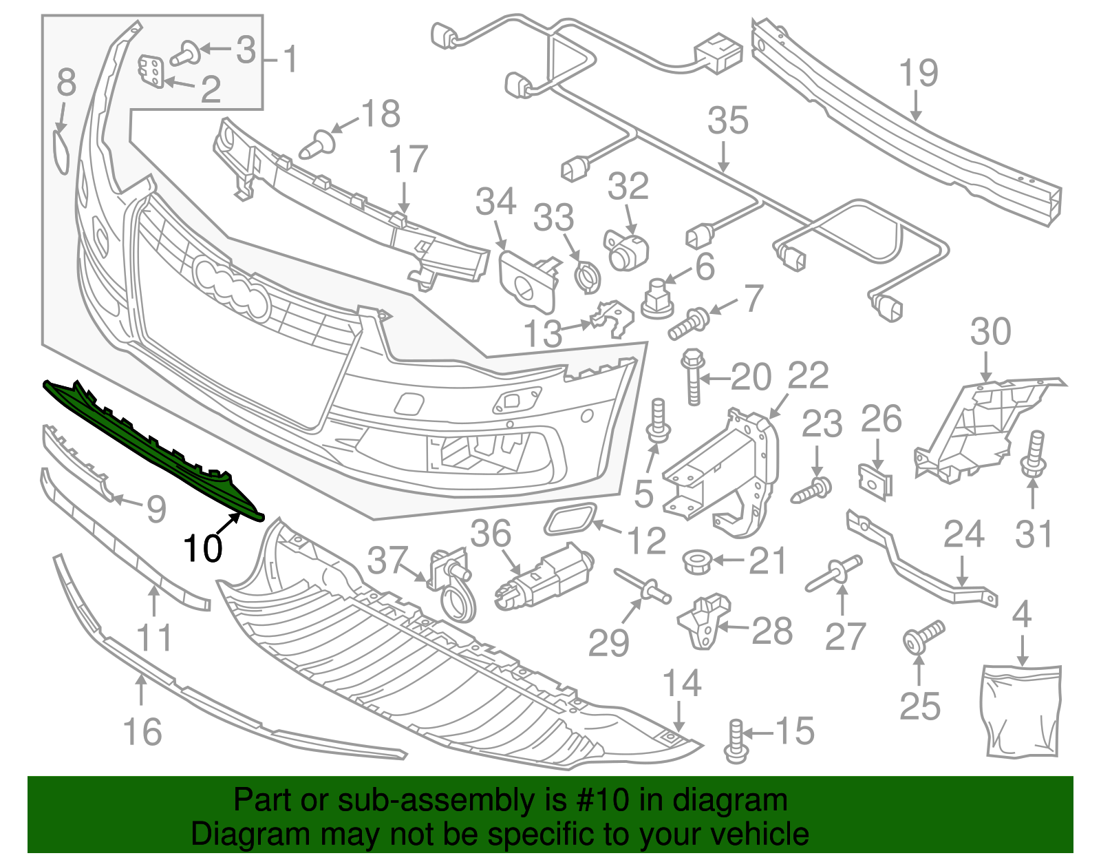 4G0-807-683 - Bumper Grille 2012-2015 Audi | Audi OEM Parts