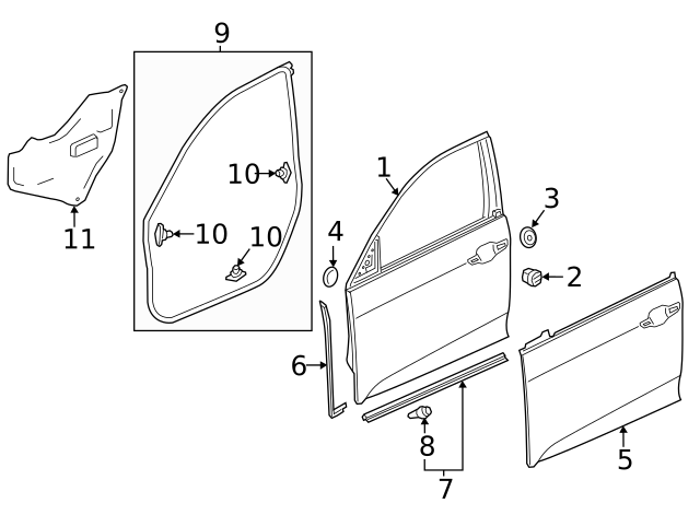 72350-TBA-A01 - Door Seal 2016-2021 Honda Civic | AutoNation Parts