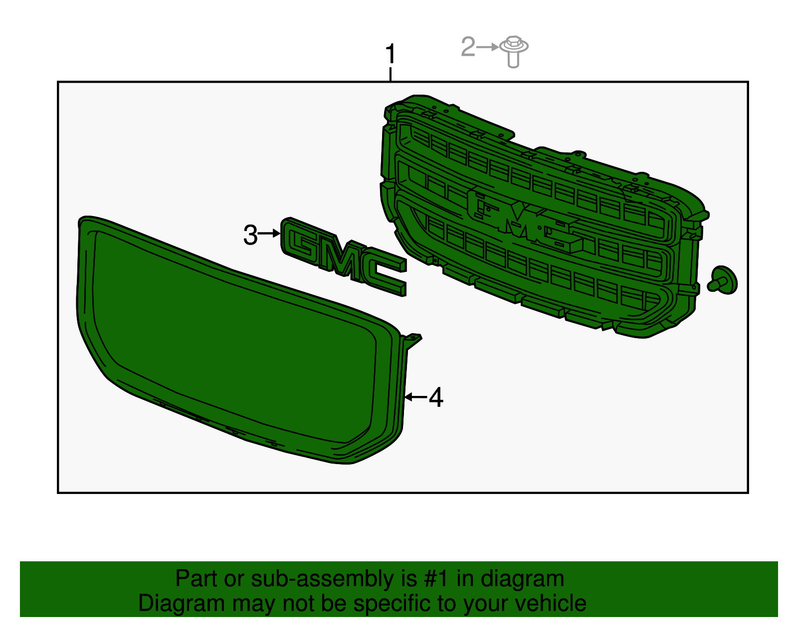 84722260 - Front Upper Grille 2018-2020 GMC | Chevrolet Parts Direct