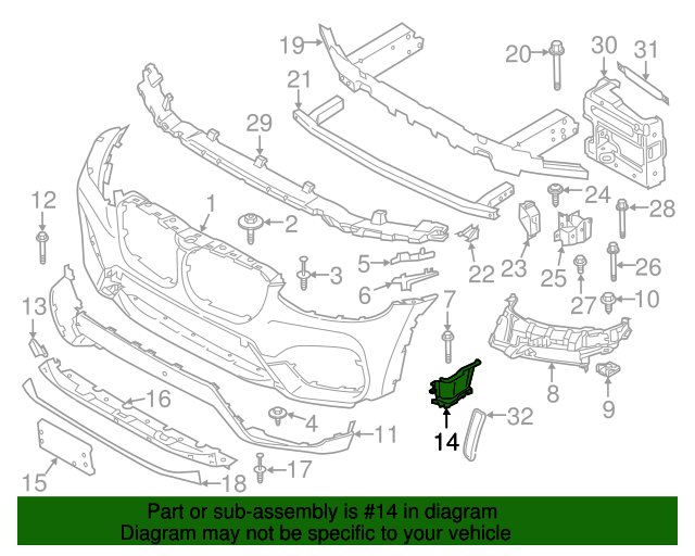 51117418414 - 2018-2021 BMW X3 Duct (51-11-7-418-414) | BMW of South ...