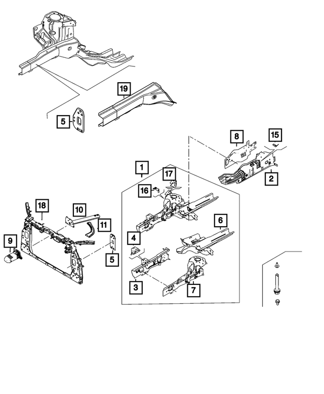 2015-2025 Mopar Radiator Support Bracket, Right 68439290AA | Mopar eStore