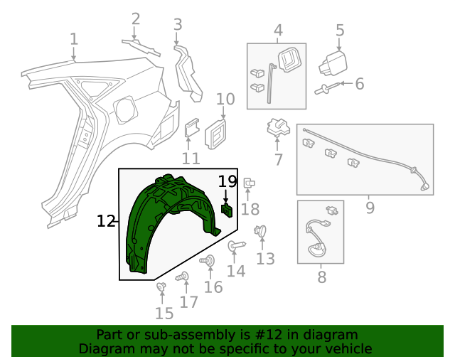 2019-2021 Honda Insight Fender, L Rear (Inner) 74592-TXM-A00 | OEM ...