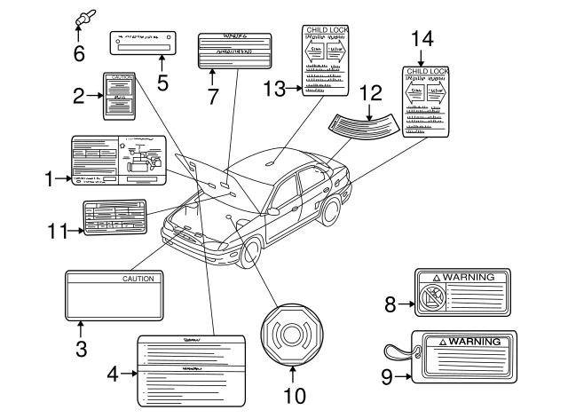 2002-2004 Kia Spectra Caution Label 0K20A-56804 | TascaParts.com