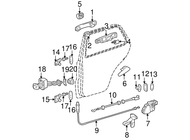 202-766-00-34 - Handle, Outside Spring 1998-2005 Mercedes-Benz ...